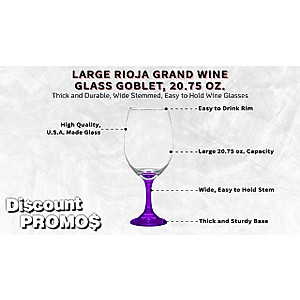 DISCOUNT PROMOS Rioja Grand Wine Glasses 20.75 oz. Set of 10, Bulk Pack - Perfect for Hotel, Bar, Restaurant or Lounge - Purple