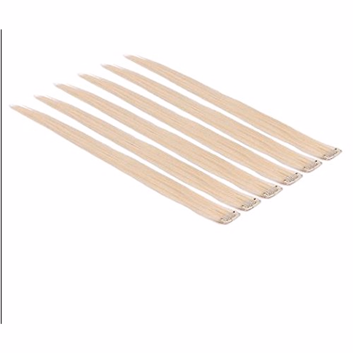 18 Inch High light Clip in Human Hair Extensions 100% Straight Clip on Party Highlights Colored Hair Extensions 6 Pieces/set (Bleach Blonde)