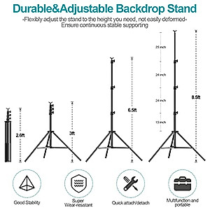 Emart 8.5x10ft Upgrated Backdrop Stand Kit, Photo Video Studio Background Support System with Adjustable Knob Crossbars, Carrying Bag for Photography, Portrait, Photoshoot, Parties, Wedding