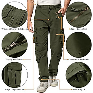 Men's BDU Casual Military Pants, Tactical Wild Army Combat ACU Rip Stop Camo Cargo Work Pants Trousers with 8 Pockets (7533 Army green, 38)