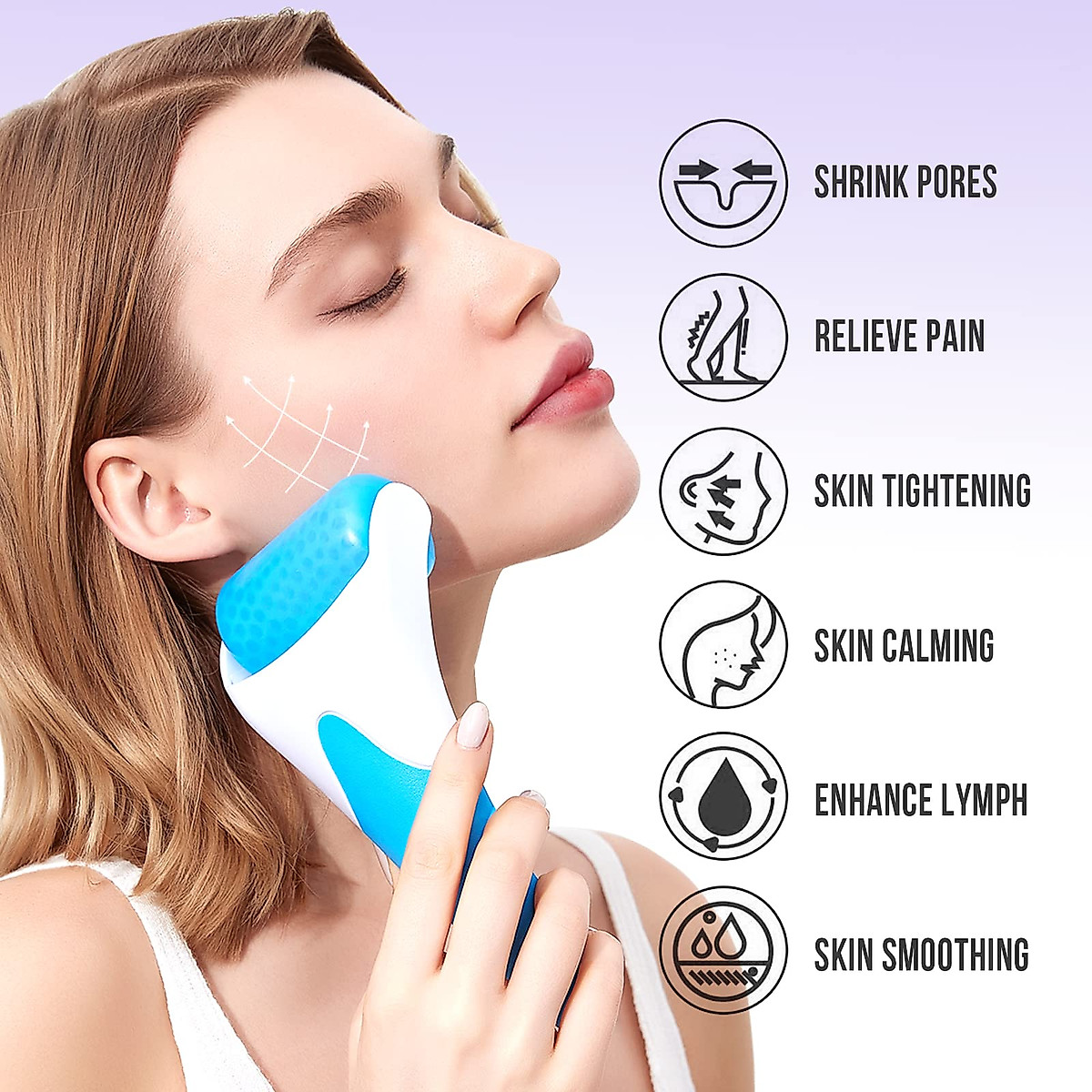 Teenitor Blue Ice Roller for Face, Ice Face Roller, Face Massager Tool, Puffiness Migraine Pain Relief and Minor Injury, Face Roller Skin Care
