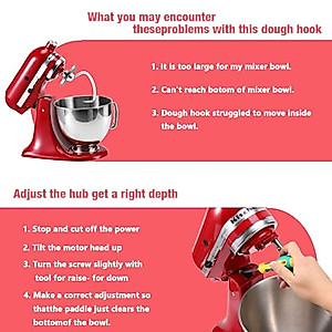 4.5-5QT Stainless Steel Dough Hook for KitchenAid Stand Mixer, Kitchen Aid Attachment Accessories/No coating/Dishwasher Safe Replacement for Kitchenaid Classic, Classic Plus and Artisan Serie Mixer