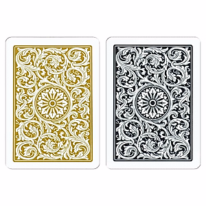 Copag 1546 Design 100% Plastic Playing Cards, Poker Size (Standard) Black/Gold (Regular Index, 1 Set)