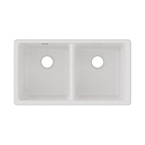 Elkay Quartz Classic ELGU3322WH0 Equal Double Bowl Undermount Sink, White, (Sink Only)