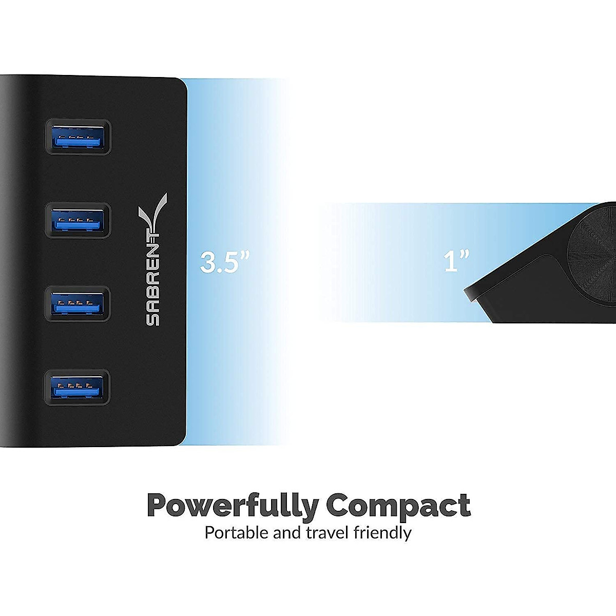 SABRENT 4-Port USB 3.0 Hub - Aluminum Design, Portable Data Hub with 2.5ft Cable for iMac, MacBook, PC - Black (HB-MC3B)