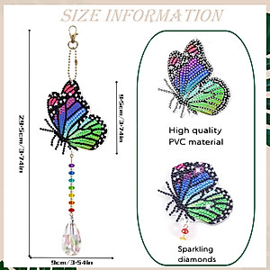 Bulerrylulu 4pcs Diamond Painting Suncatcher Wind Chime Kit,Double Sided Crystal Diamonds Painting Butterfly Hanging Ornament,Hummingbird Art and Crafts DIY for Kits Adults Home Garden Decor