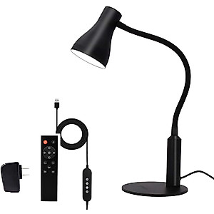 CeSunlight LED Desk Lamp, 3 Lighting Modes and 6 Brightness Levels, 10W Flexible Gooseneck Table Lamp for Living Room and Study, Remote Control with Timing Function, AC Adapter Included (Black)