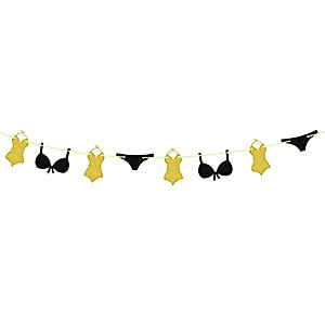 Bachelorette Banner Gold Black Glitter, Lingerie Party Decorations, Bachelorette Party Banner, Lingerie Shower Decorations, Bridal Shower Banner, Bra Panties Banner, Bachelorette Party Decorations