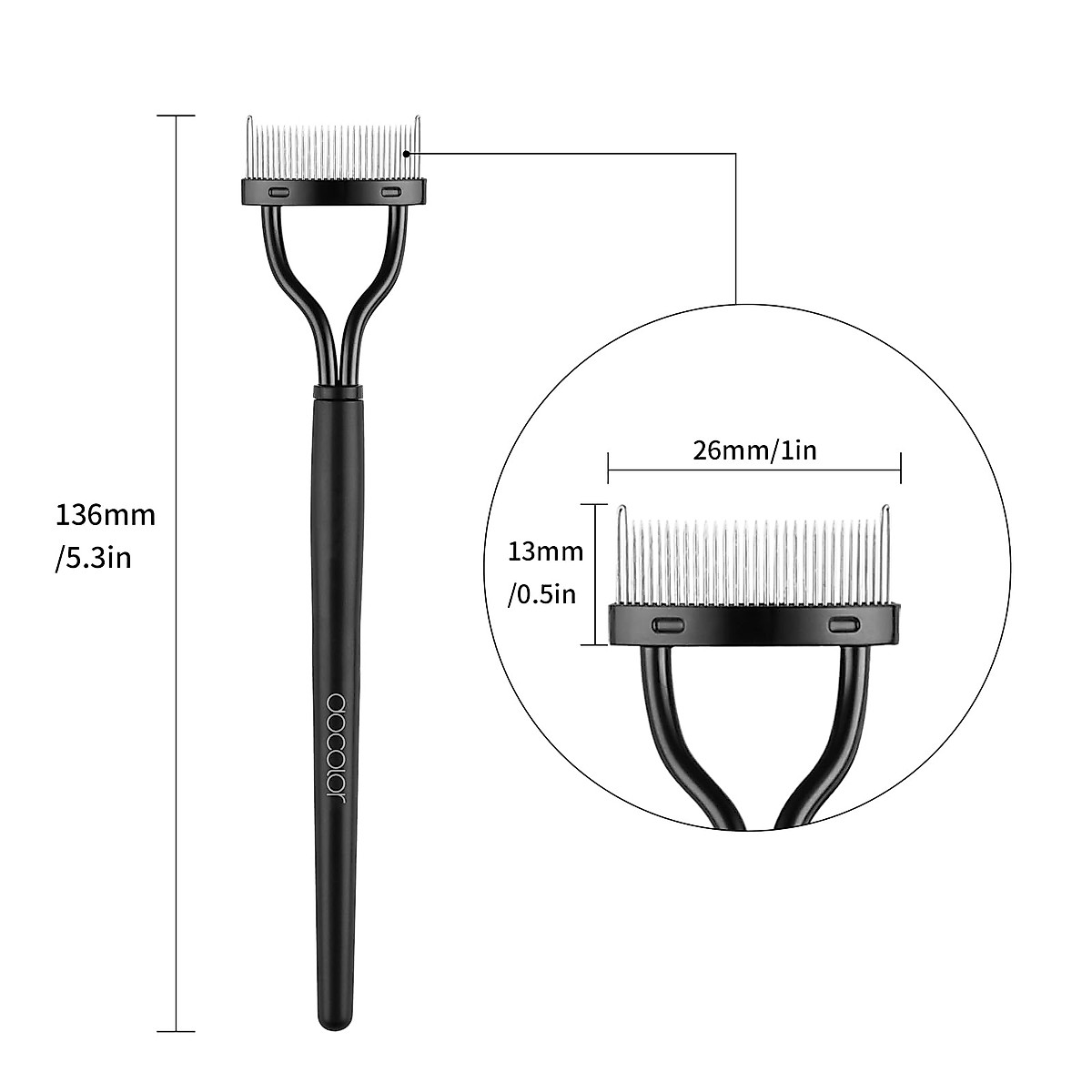 Docolor Eyelash Comb Eyelash Separator Tool Mascara Applicator Eyelash Brush Lash Separator Tool Comb Arc Designed Cosmetic Brushes Tool, with Comb Cover (Black)
