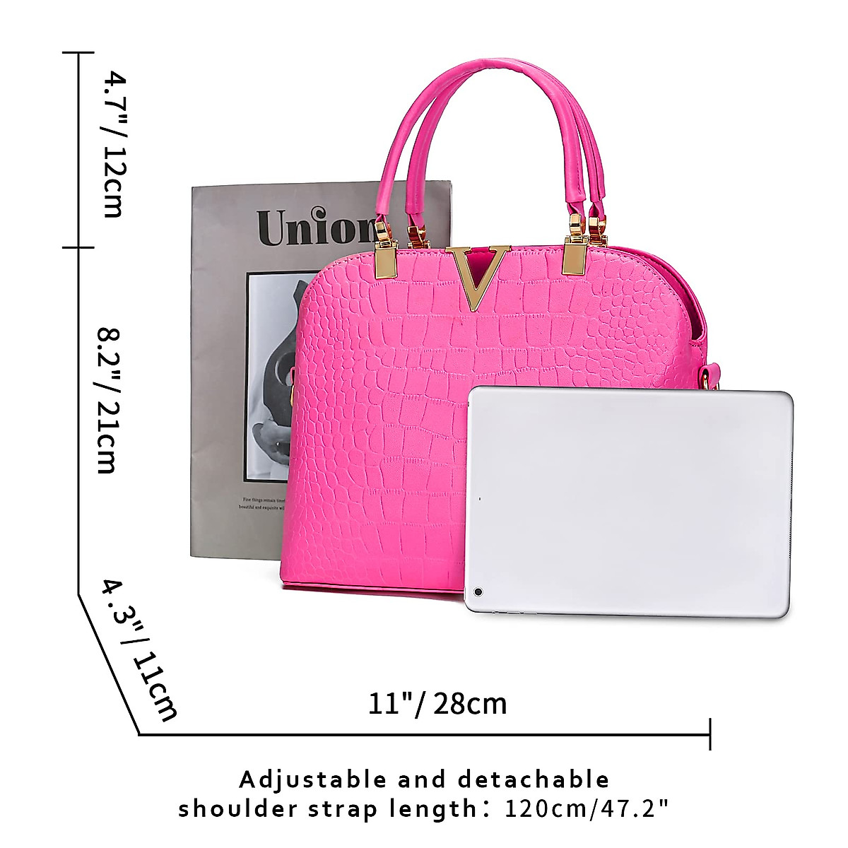 JHVYF Womens Casual Handbag PU Leather Basic Crossbody Purses Hot Pink