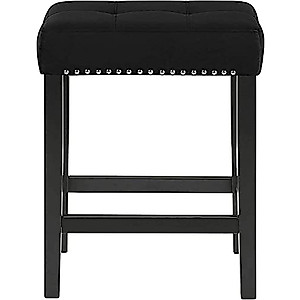 New Classic Furniture Celeste Faux Marble Theater Bar Table with 3 Bar Stool Set, Black Velvet with Black Base