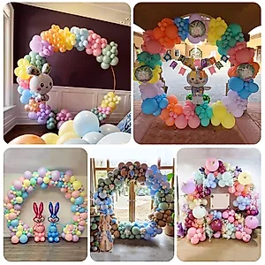 YALLOVE Round Backdrop Stand, 6ft Circle Balloon Arch Frame, Large Size Gold Wedding Arch for Quick Party Decoration