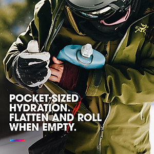 HydraPak Stow (500ml, 17oz) - Collapsible Water Bottle - Ultralight & Packable Travel Bottle, Flexible Ski, Hike, Bike or Climb Squeeze Flask - Mammoth Grey