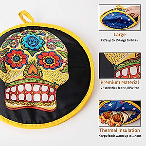 Nattork 10 Inch Tortilla Warmer -Insulated Fabric Pouch - Keeps warm for 1 hour (10", skull x 1pcs)