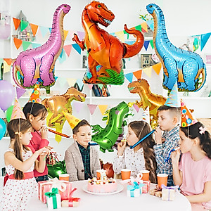 Dinosaur Foil Balloons Set (12-50 in), 9 Pieces Large Dinosaur Aluminum Mylar Balloons for Kids, Giant Cute Dinosaur Birthday Party Decorations for Boys Jungle Dino Theme Baby Shower Decor Supplies