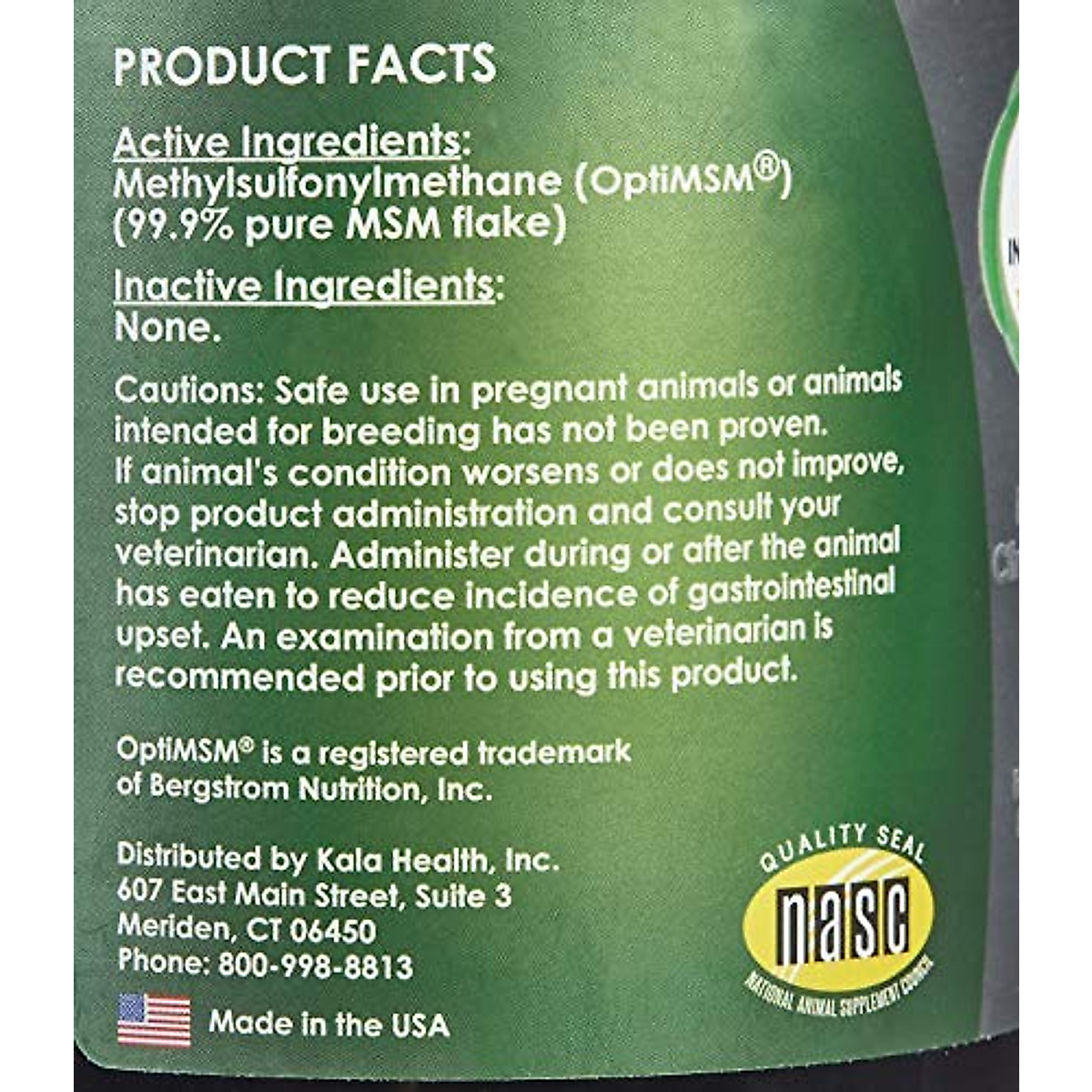 PeakTails MSM Powder for Dogs, 1 lb, Hip and Joint Support Supplement, 99.9% Pure Distilled MSM, Made in The USA