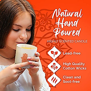 Moroccan Amber Scented Candles with 3 Wicks, Hand-Poured Aromatherapy Candle, Aesthetic Candles with Hamsa Design, Large Candle Made of Palm Wax, 50-Hour Burn Time, 14oz - OneSoul Collection