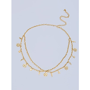 Floerns Women's Metal Waist Chain Belts Star Moon Body Chain for Dress without Underwear Gold One Size