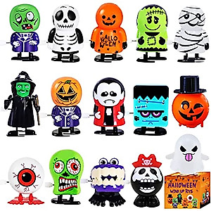 Dokeawo Halloween Wind Up Toys, 15 Pcs Halloween Toys Halloween Goody Bag Filler Novelty Jumping and Walking Toys Trick or Treat Bags Supply for Child Kids Party Favors