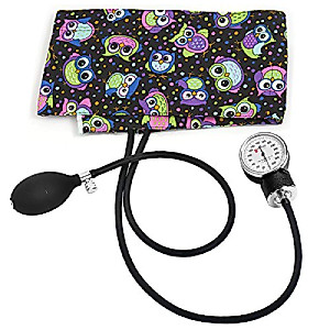 Prestige Medical Adult Premium Aneroid Sphygmomanometer: Clamshell Packaging, Party Owls Black (Model: S82-POB)
