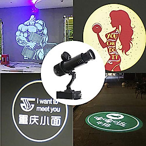 AHWZ 25W LED Custom Image GOBO Logo Projector Light with Gyrating Function& Manual Zoom&Focus Customized Gobos,Black,Indoor