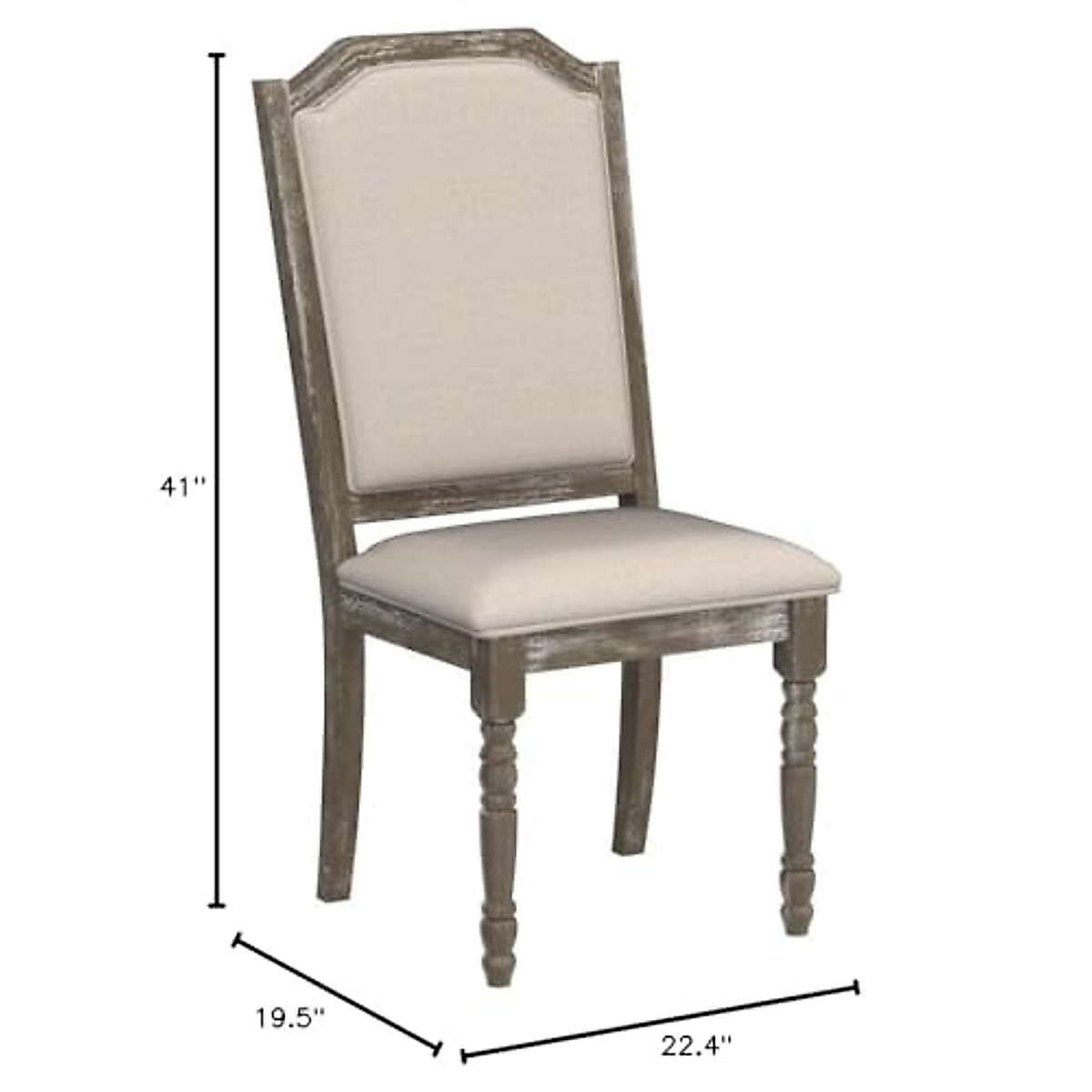 Roundhill Furniture Ferran Wood Pedestal Dining Chair, Reclaimed Gray Set of 2
