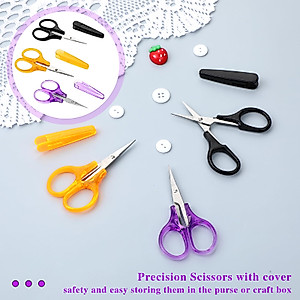 3Pcs Small Scissors All Purpose Craft Scissors Stainless Steel Scissors with Protective Cover Mini Detail Craft Scissors Precision Straight Fine Tips Design for Paper Cutting,Scrapbooking, Sewing