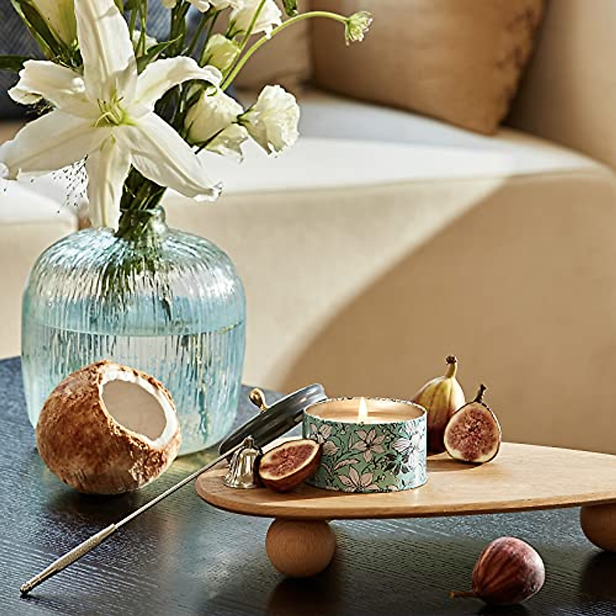 LA JOLIE MUSE Fig & Coconut Candles for Home Scented, Natural Wax Scented Candles for Home Decor and Fragrance, 35 Hours Long Lasting Burning,Tin, 6.5 oz