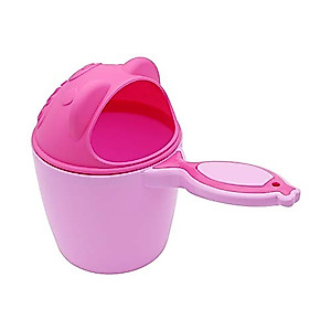Baby Dippers Bath Rinse Cup Shampoo Rinser Shower Sprinkler Spoon Bathroom Accessories for Baby Tub (Pink)