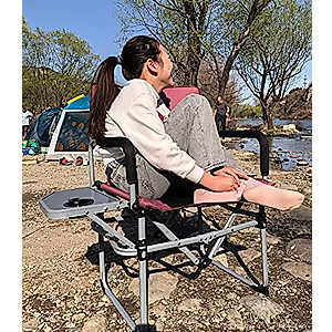 iClimb 1 Padded Rocking Folding Chair and 1 Heavy Duty Compact Folding Chair and 1 Folding Square Table Bundle for Two Person Camping Patio Porch Backyard Lawn Garden Balcony Indoor Outdoor