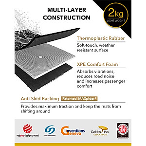 3D MAXpider Custom Fit Kagu Floor Mat (Black) Compatible with Ford Mustang Mach-E 2021-2024 - Full Set