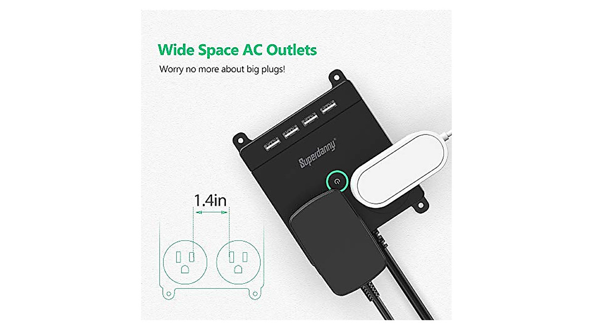 SUPERDANNY Power Strip with USB Ports - Charge Efficiently
