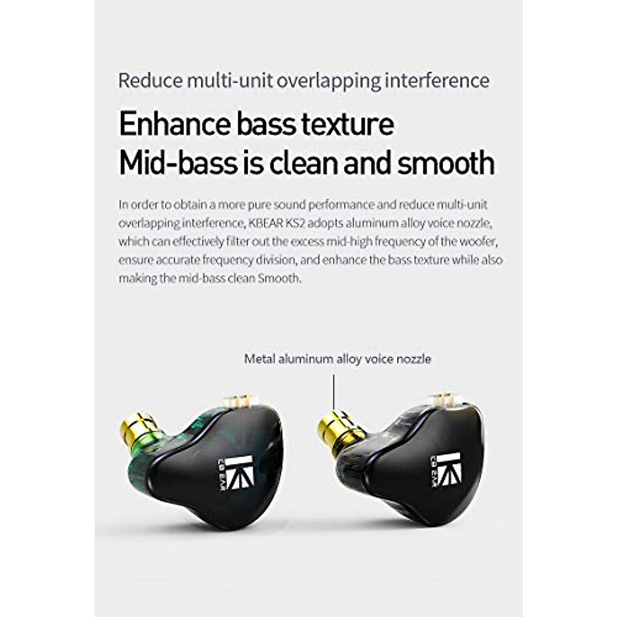 Kbear KS2 in Ear Monitor Wired Earbuds IEM Stereo Bass Earphone, HiFi Headphones Noise Cancelling 1BA 1DD High Resolution Headsets with Detachable Cable for Running Walking Stage (Without Mic, Green)