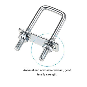 METALLIXITY U Bolts (M8x25x90mm), Square U Bolt Carbon Steel with Accessories - for Construction, Pipe