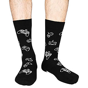 Gaming Socks Men, Novelty Funny Gamer Mid Calf Socks Gift for Game Lovers Teen Boys Kids Sons