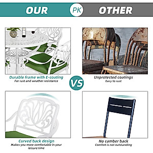 MEETWARM 5 Piece Patio Dining Set, Outdoor All-Weather Cast Aluminum Dining Table Set, Patio Furniture Set for Backyard Garden Deck, Include 4 Chairs, 4 Cushions and 1 Round Table, White