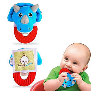 Wristy Buddy Teething Ring for Babies 0-6 8 10 12 Months | Cute Soft Animal Teething Toys & Gloves | Baby Teething Relief Toy Pack | Infant Chew Toys for 3-6 Months, 1 2 3 Years