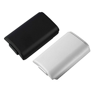 Yueton Pack of 2 Black and White Replacement AA Battery Case Back Cover Shell for Xbox 360 Controller