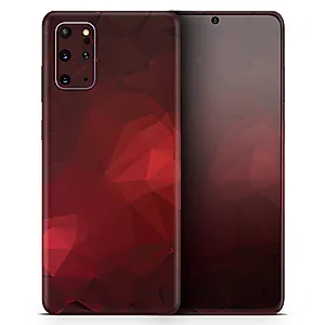 DesignSkinz Varying Shades of Red Geometric Shapes Protective Vinyl Decal Wrap Skin Cover Compatible with The Samsung Galaxy S20 (Screen Trim & Back Glass Skin)
