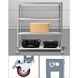 QWORK Storage Rack Caster Wheels, 4 Pack 3" Heavy Duty 500 lb. Max Total Capacity Storage Shelf Accessories, Fit for Boltless Self Locking Shelving Racks