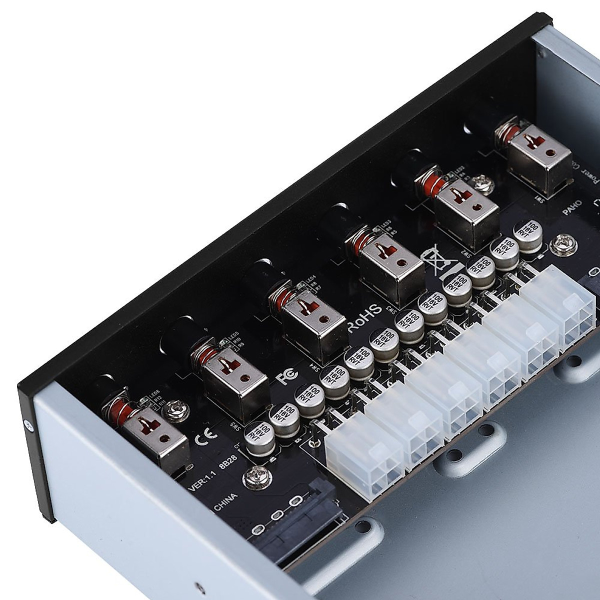 Hard Disk Power Switch, SATA Drive Switch Plastic + Metal Power Switch with 6 Self-Locking Switches SATA Switch, Hard Drive Selector for Desktop Computer for PC