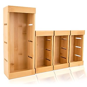 IVONNEY Bag Storage Organizer, Bamboo Food Storage Plastic Bag Organizer Drawer, Sandwich Bag Holder, Snack Gallon Quart Baggie Organizer Fit for Ziploc Hefty Glad Solimo Bags