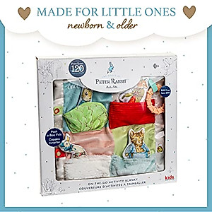KIDS PREFERRED Beatrix Potter Peter Rabbit Peek-a-Boo On The Go Blanky, Activity Lovey Security Blanket for Babies, Multicolor