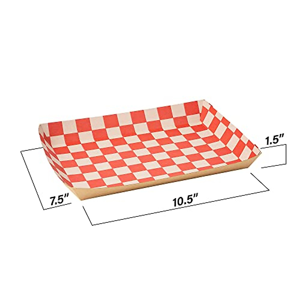 MT Products Red and White Kraft Checkerboard 10 inch School Lunch or Cafeteria Food Tray - Pack of 20 - Size: 10.5” x 7.5” x 1.5” inches Made in The USA