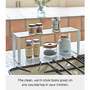 Yamazaki Home Kitchen Rack - Counter Storage Shelf Organizer Steel + WoodWhite