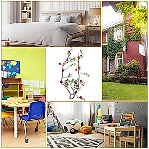 TENDYCOCO Artificial Hanging Plants Rose Vine Silk Fake Flower Greenery Wall Home Room Garden Wedding Indoor Outdoor Decorative Climbing Plants Photography Props (Red)