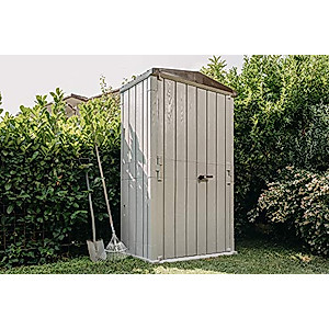 Toomax High Storer Plus Tool Shed 1.670L, Dim. cm 130x75.6x218.4h, Taupe/Brown