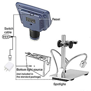 Koolertron 4.3 inch LCD Digital Microscope,10X-220X Magnification Zoom Coin Microscope,8 LED Adjustable Light &Fill Lights,1080P Camera Video Microscope for PCB/Watch Repairing/Plant/Rock Observing