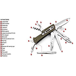 Ruike Multifunctional Knive, Green, G10 (M51-G)