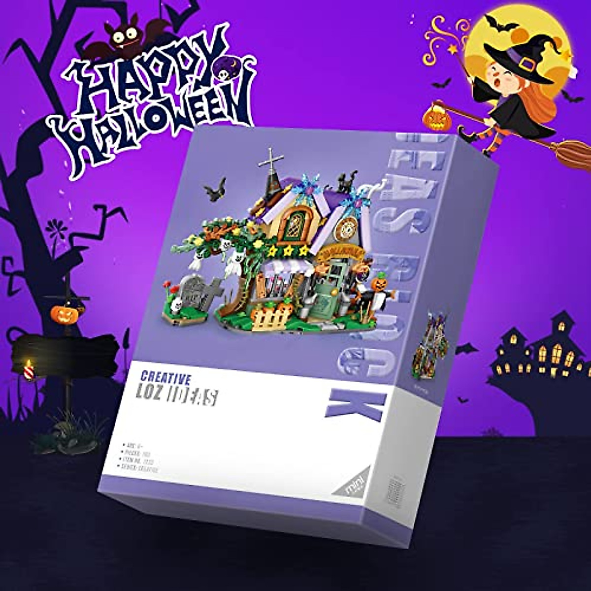 Loz Silan Halloween Haunted House Mini Bricks Building Toys - 783 Pieces Ghost Vampire Building Kit for Kids, Halloween Displayable Model Haunted House Party Gift for Boy Girl 6-12 Years Old